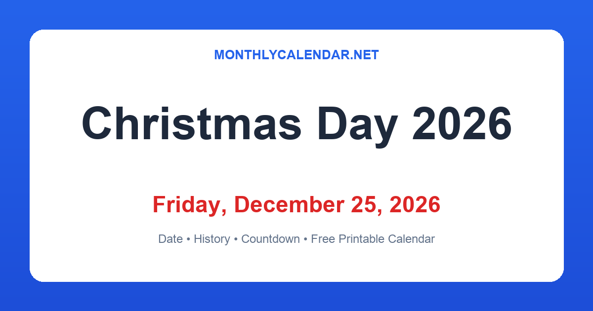 Christmas Day 2026 – Friday, December 25 | Date, Facts & Calendar